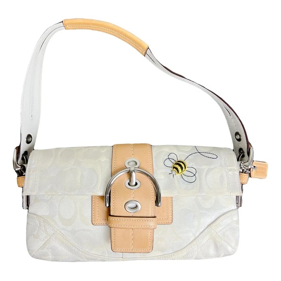 Coach | Bags | Coach Vintage Bumble Bee Ivory Signature Soho Shoulder ...
